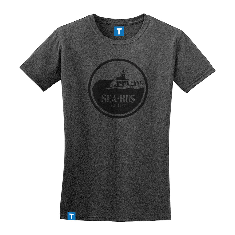 Women's Retro SeaBus T-shirt, Dark Grey with Black Logo – TransLinkStore.ca